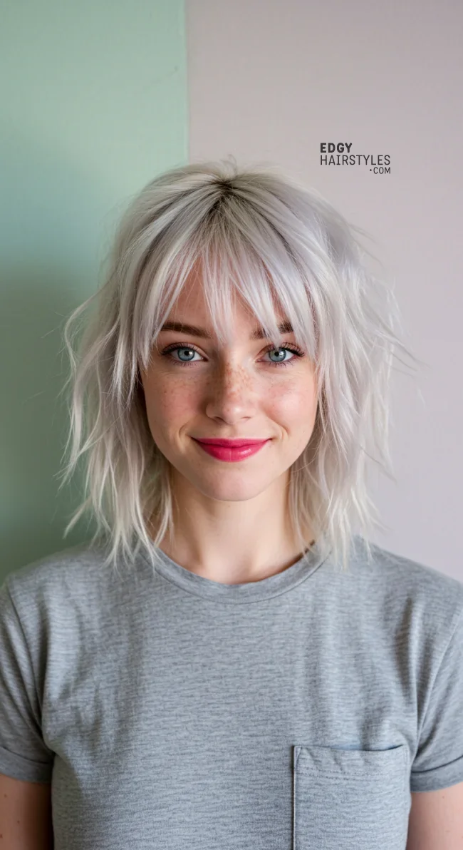 2. Icy Blonde Wolf Cut | 10 Daring Medium-Length Wolf Cut Ideas For An Edgy Look « Edgy Hairstyles