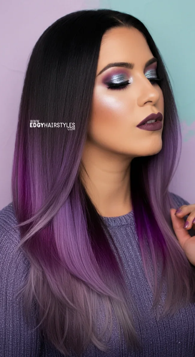4. Grape Ombre | 10 Trendy Hairstyles With Purple Highlights « Edgy ...